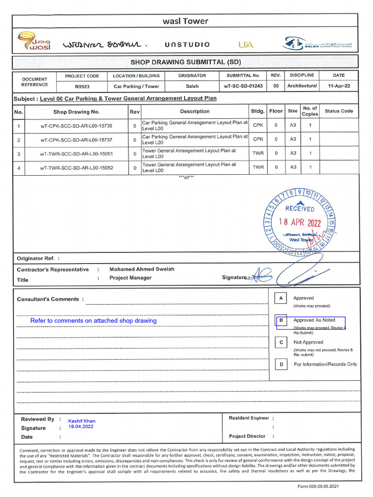 wT-TWR-SCC-SD-AR-L00-15052-00 - Tower GA Layout Plan Level 00 | PDF
