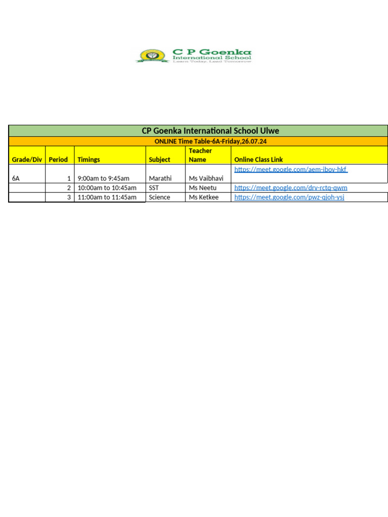 6A-Online Classes-26.7.24 | PDF