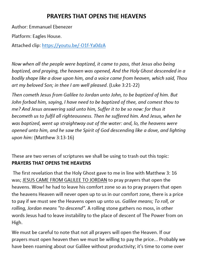 Prayers That Opens The Heavens | PDF