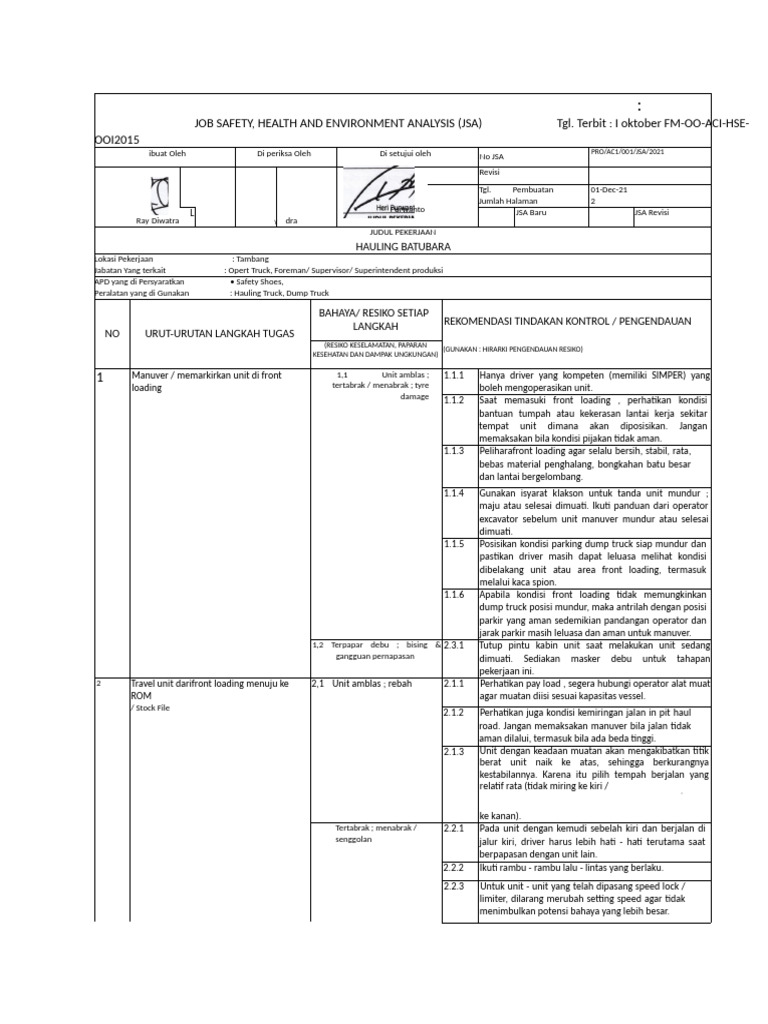 JOB SAFETY DUMPING DI ROM | PDF