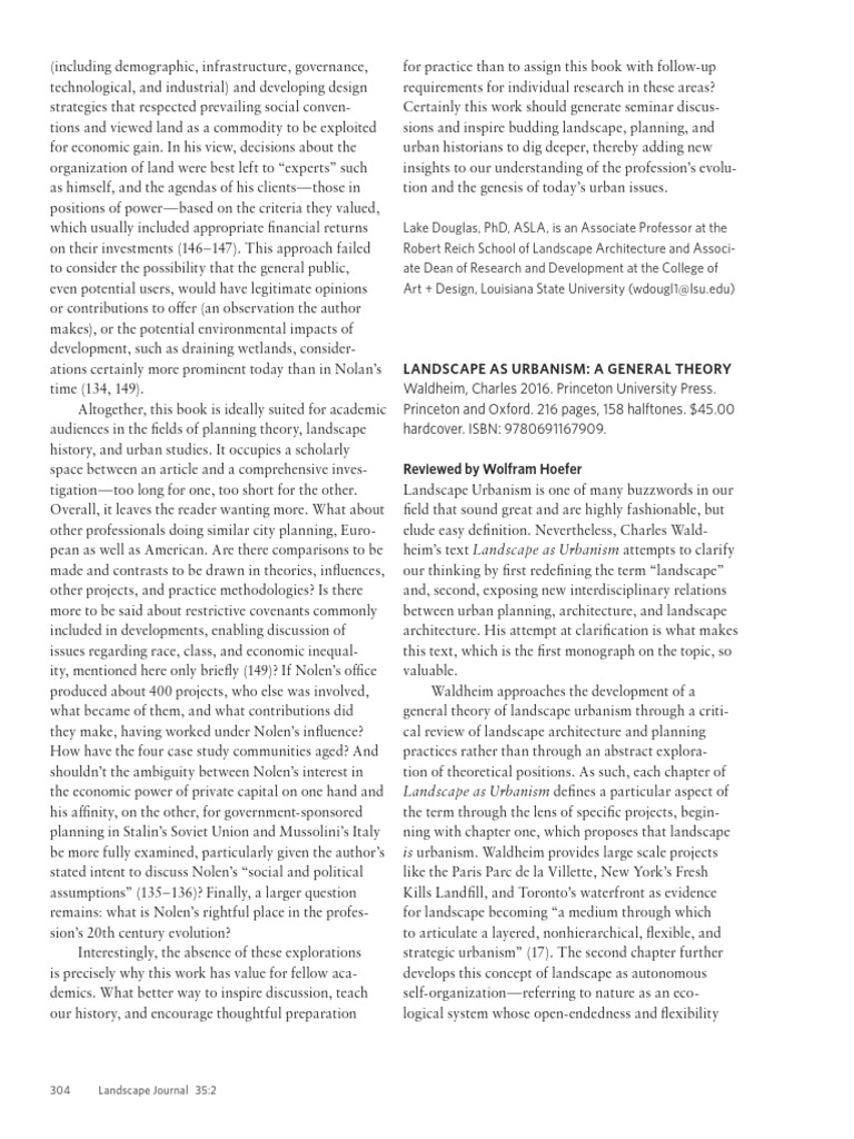 Landscape As Urbanism A General Theory | PDF