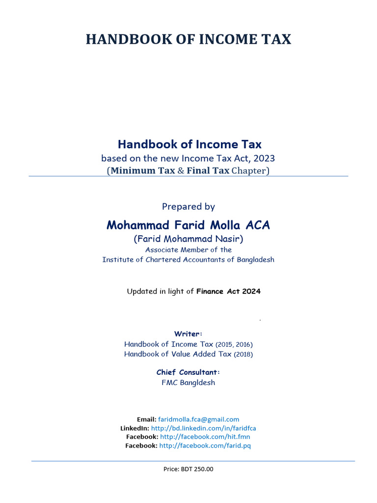 Handbook of Income Tax 2024 (Minimum & Final Tax Chapter) | PDF