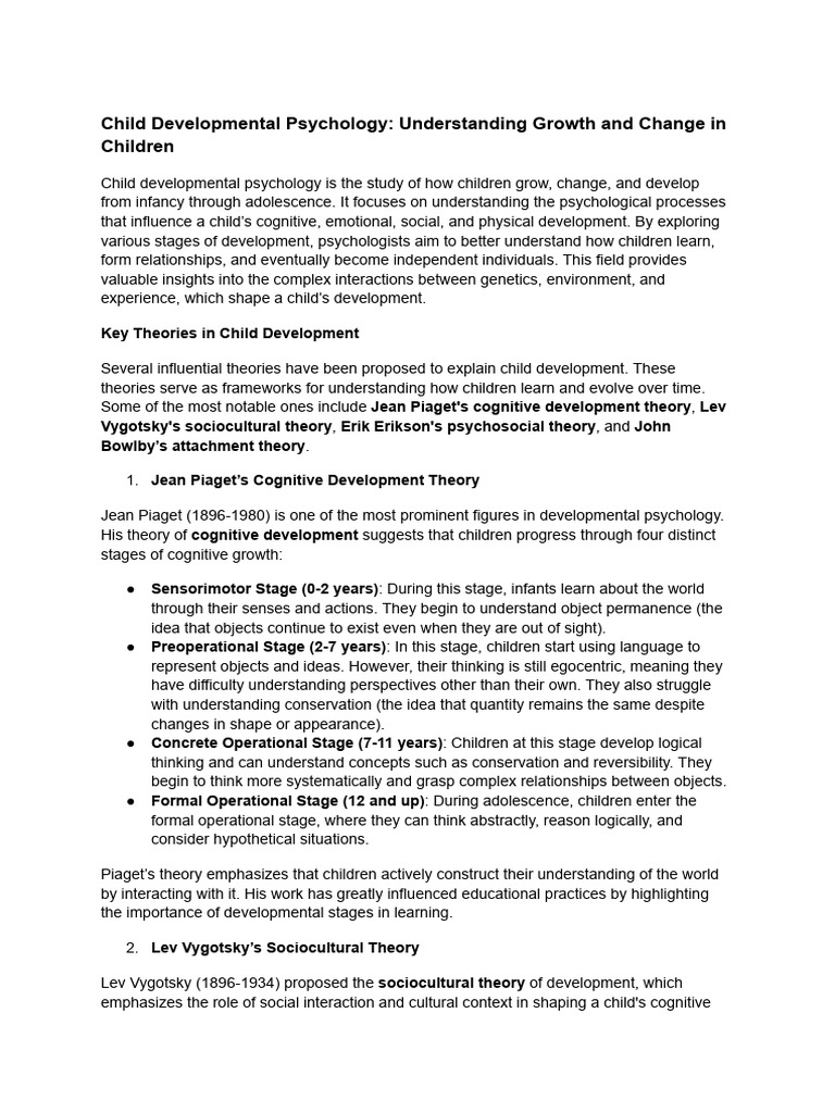 Child Developmental Psychology | PDF