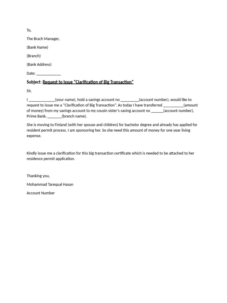 Request For Clarification of Big Transaction | PDF