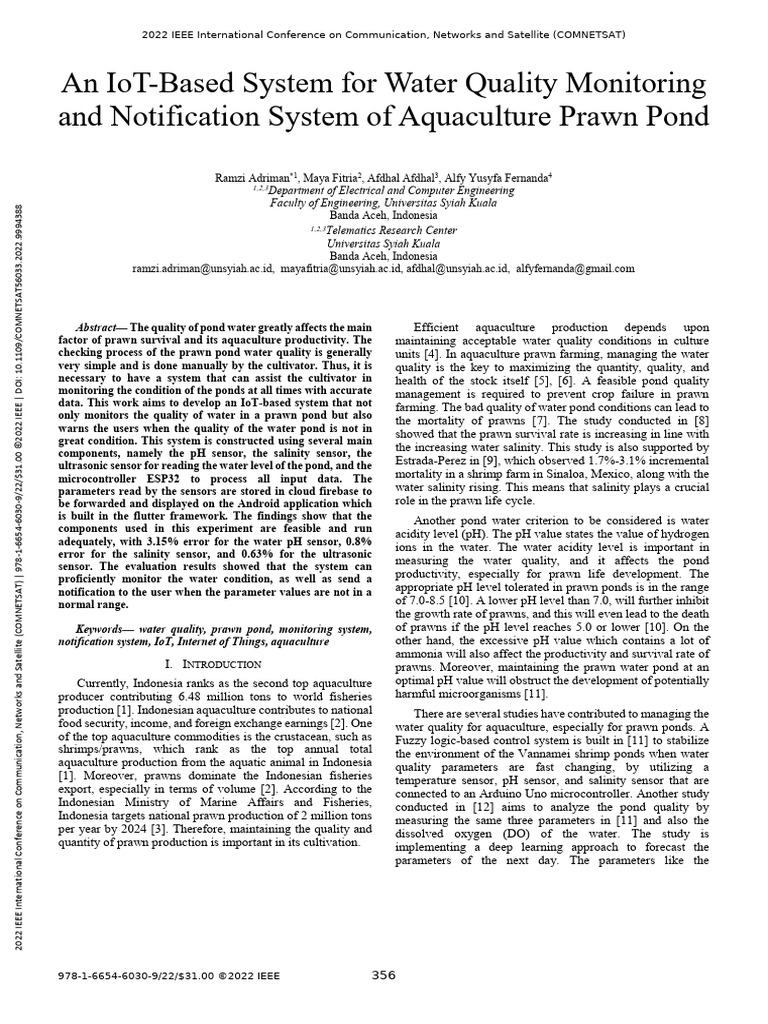 An IoT-Based System For Water Quality Monitoring and Notification ...