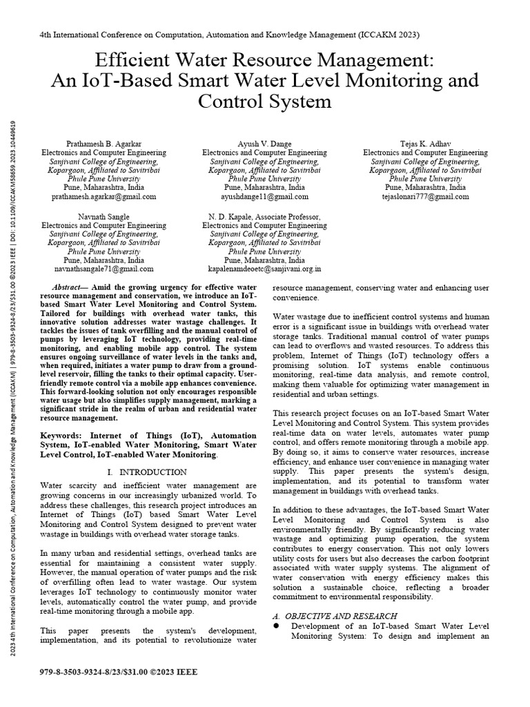 Efficient Water Resource Management: An IoT-Based Smart Water Level ...