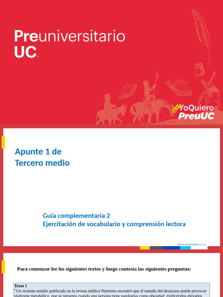 Guía complementaria 2 de vocabulario y comprensión lectora | PDF