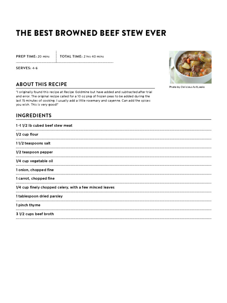 Best Browned Beef Stew Recipe | PDF