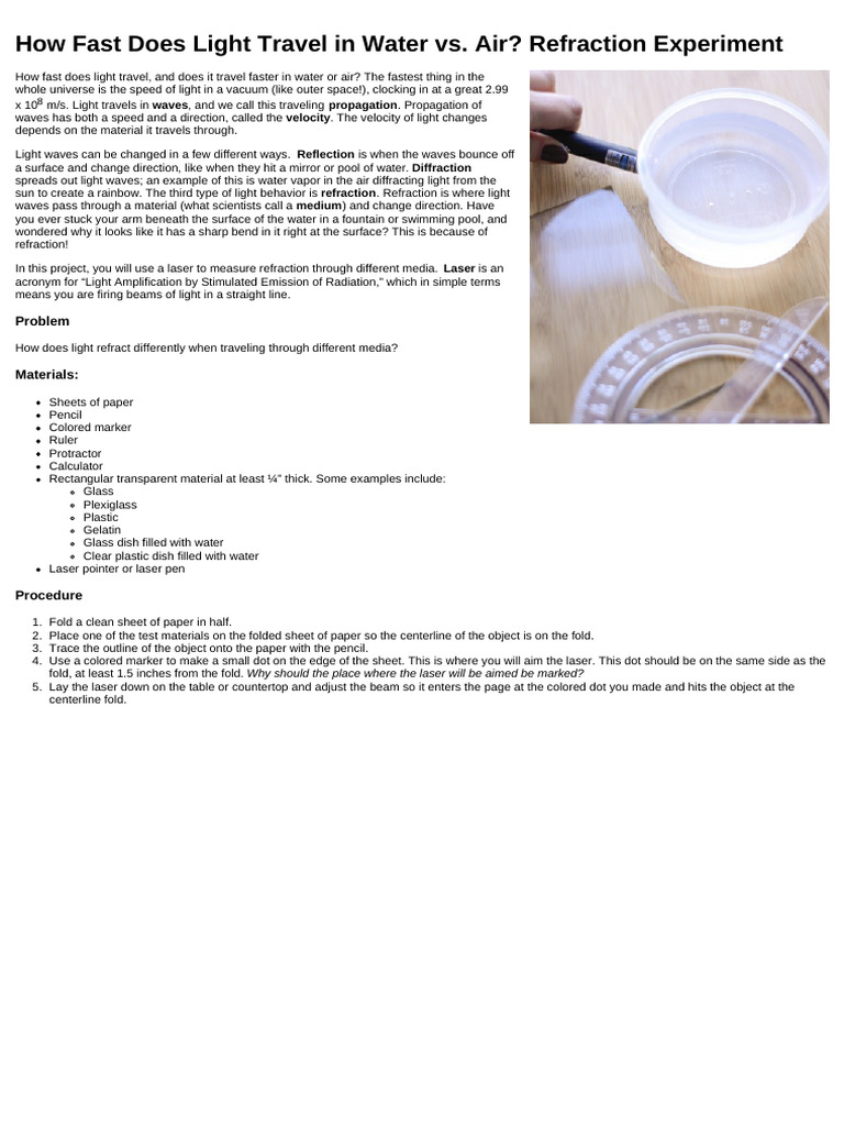 Refraction Fast Light Travel Air | PDF