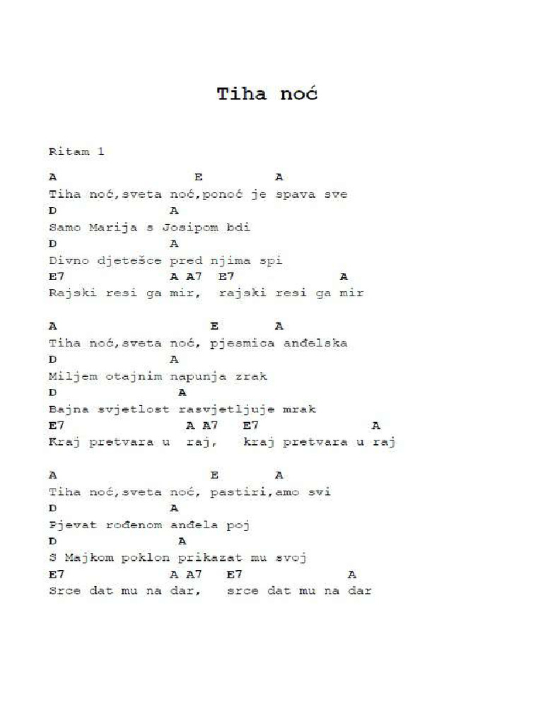 Tiha Noć Akordi | PDF