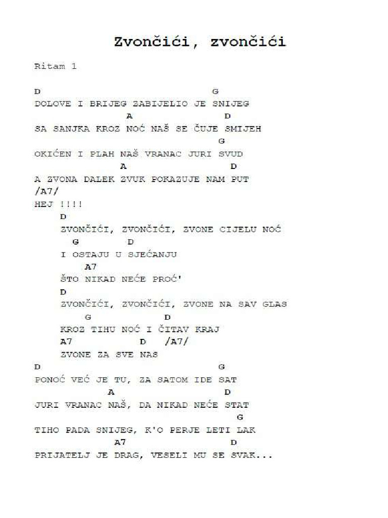 Zvončići Zvoncici Akordi | PDF