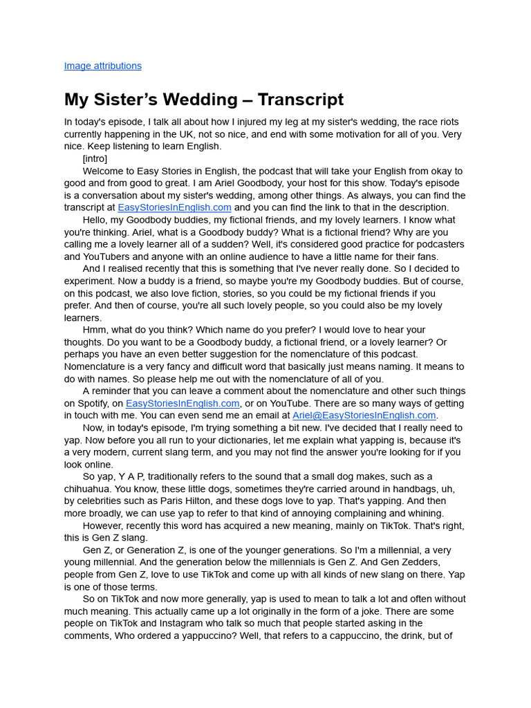 TRANSCRIPT My Sisters Wedding | PDF | Stoicism | Language Arts & Discipline