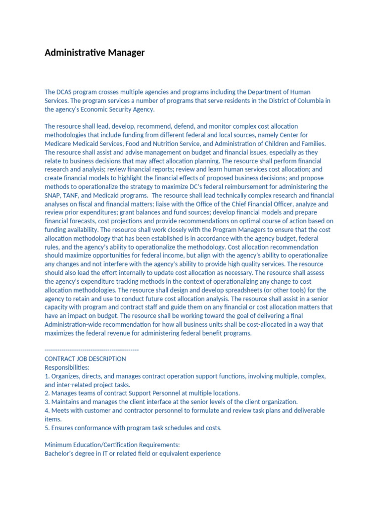 Administrative Manager | PDF