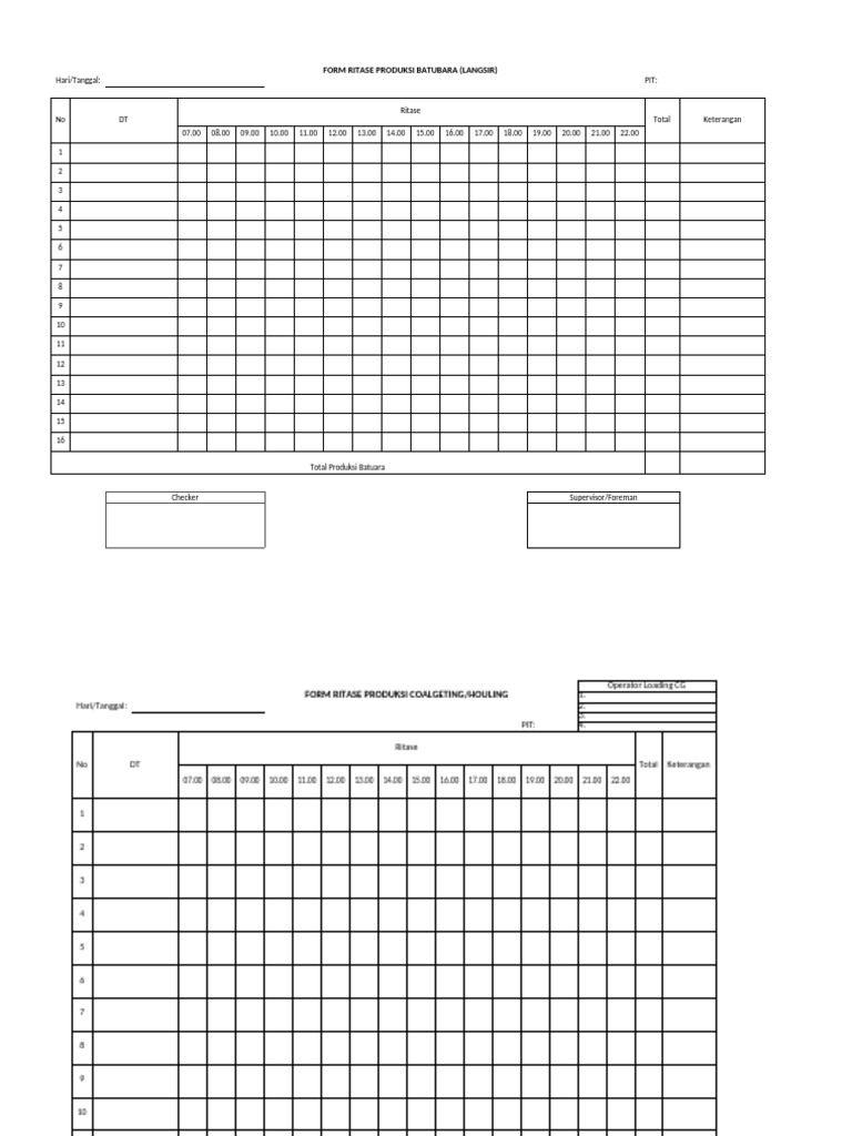 Form Ritase Produksi | PDF