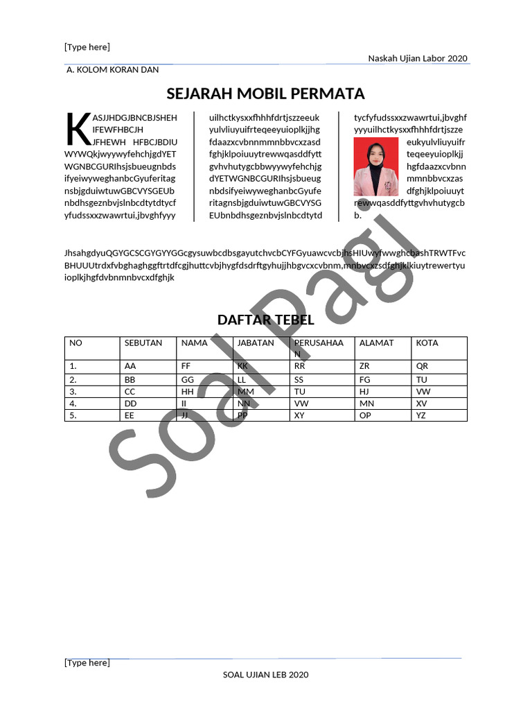 Contoh Soal Leb | PDF