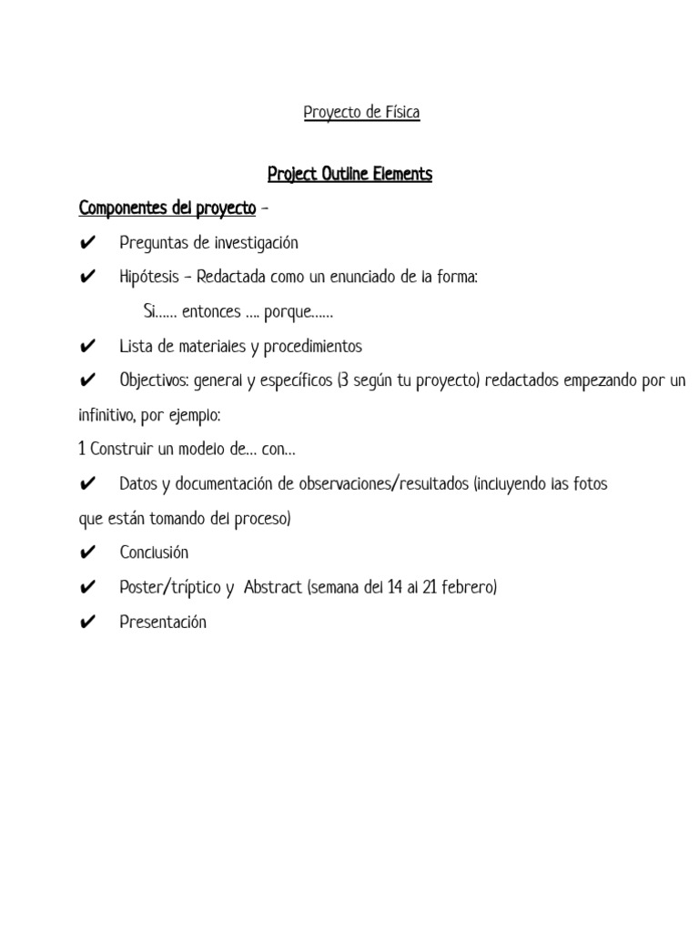 Science Project Outline Template Free Word | PDF