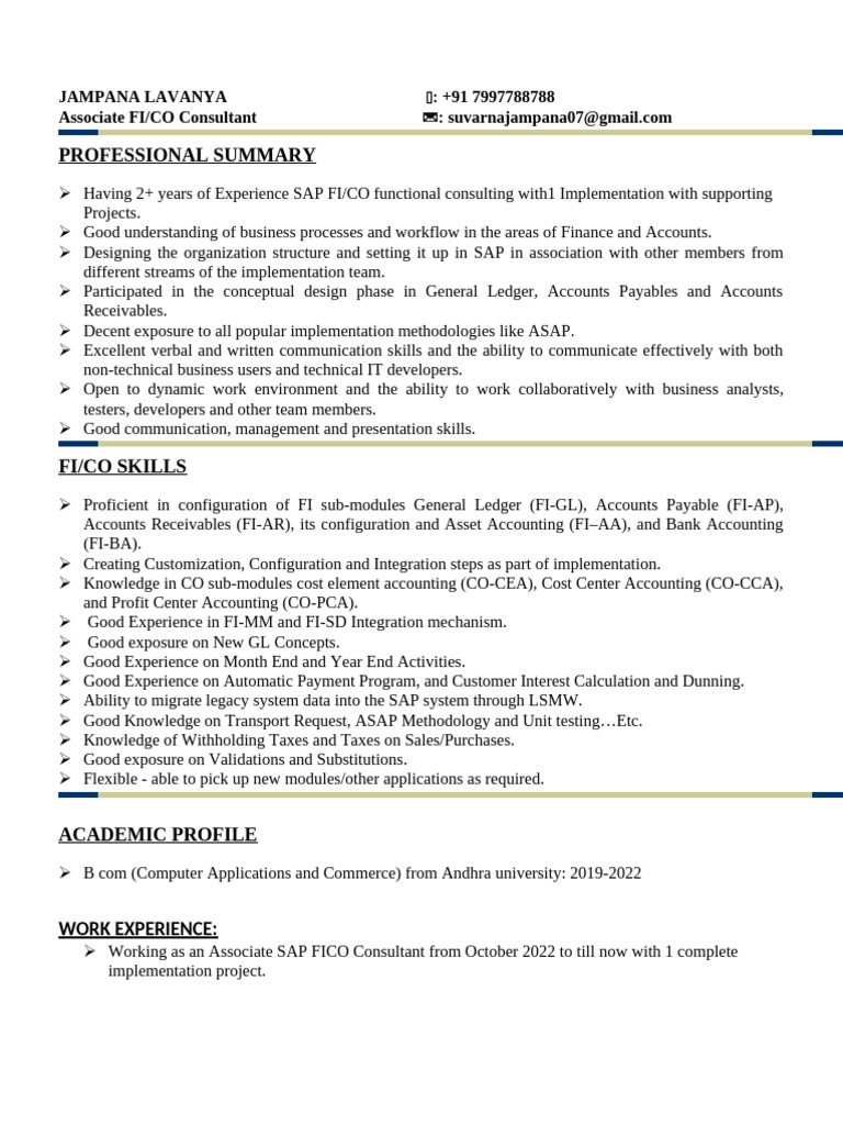 MAHESH Associate SAP FICO Resume | PDF | Computing | Business