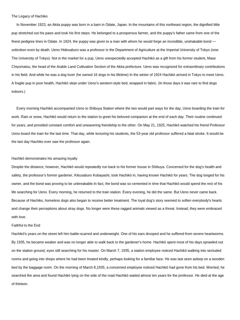 The Legacy of Hachiko | PDF