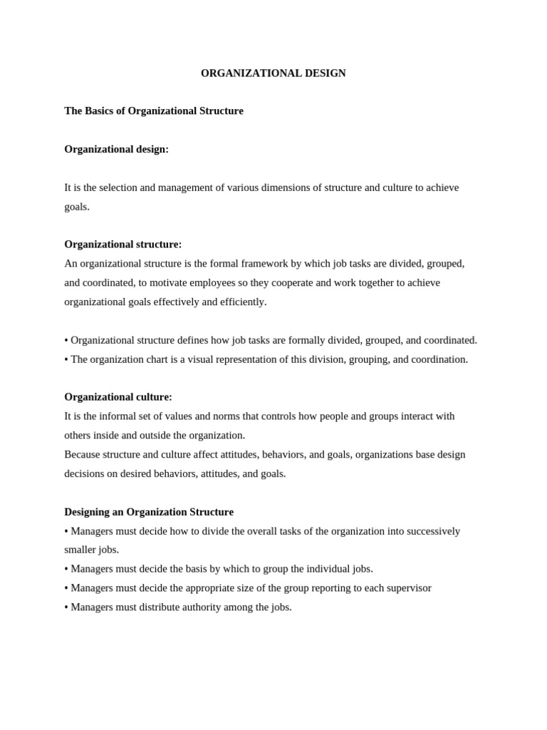 Topic Vi - Organizational Design | PDF