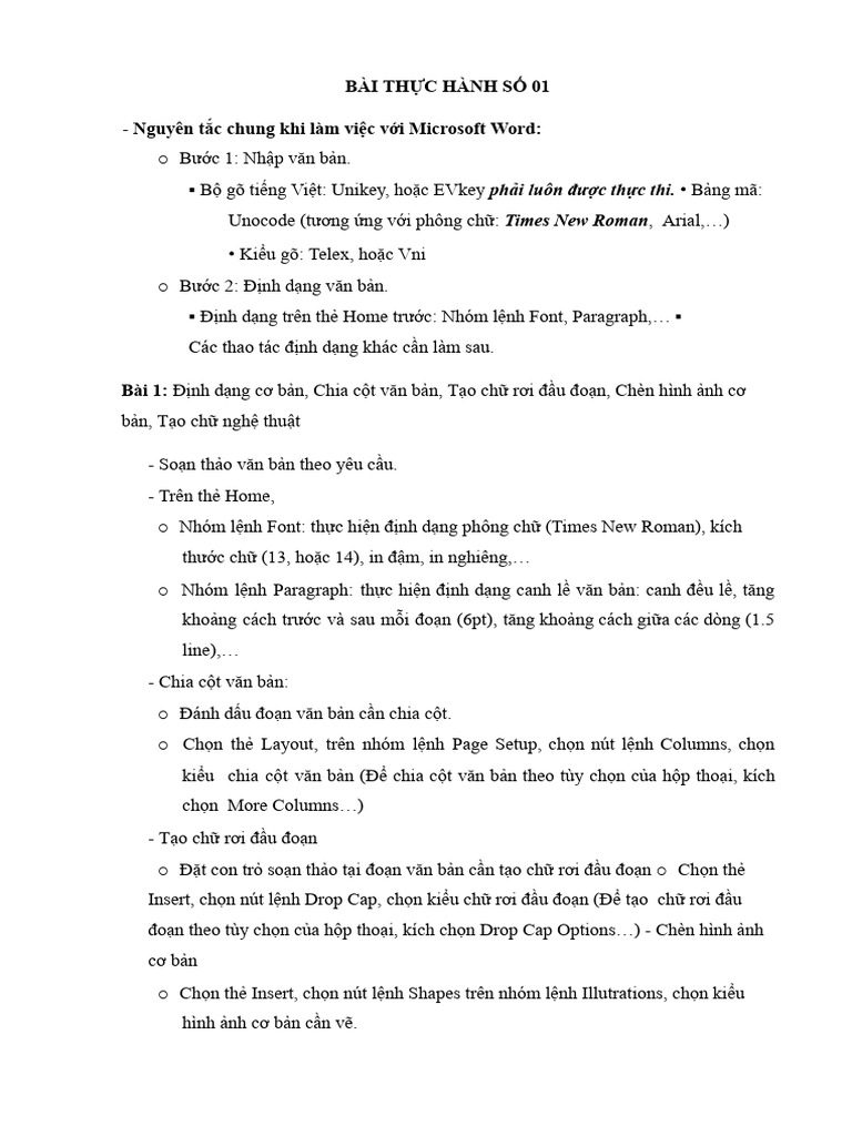 Huong dan bai thuc hanh so 01 | PDF