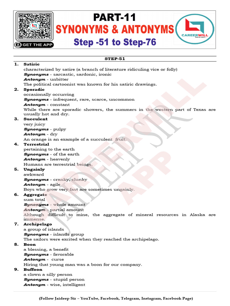 28 ExamVocab 11 Antonyms&Synonyms | PDF
