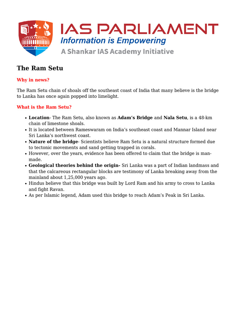 The Ram Setu | PDF