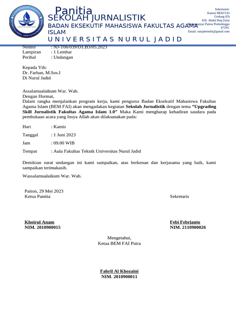 Undangan Pak Farhan | PDF