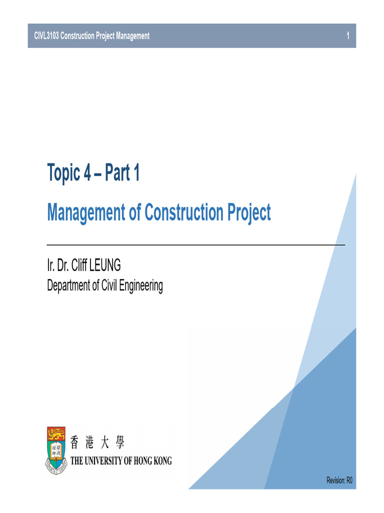 Topic 4 - Management of Construction Project (Part 1) (R0) | PDF
