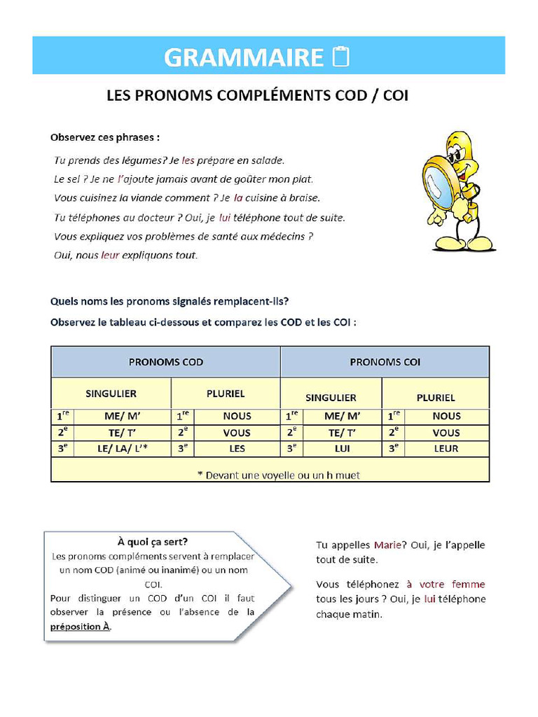 Les Pronoms COD Et COI | PDF