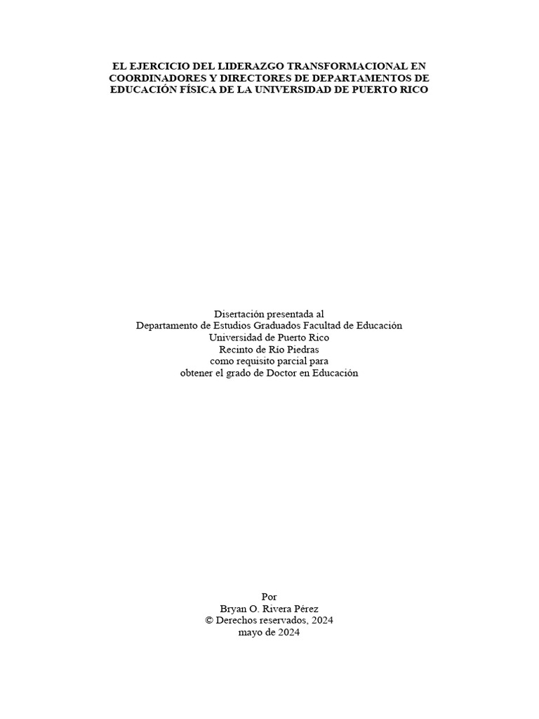 El Ejercicio Del Liderazgo Transformacional en Coordinadores Y Directores de Departamentos de ...