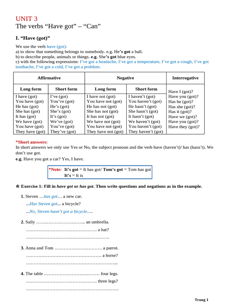 Unit 3-4 (Grammarway book) | PDF