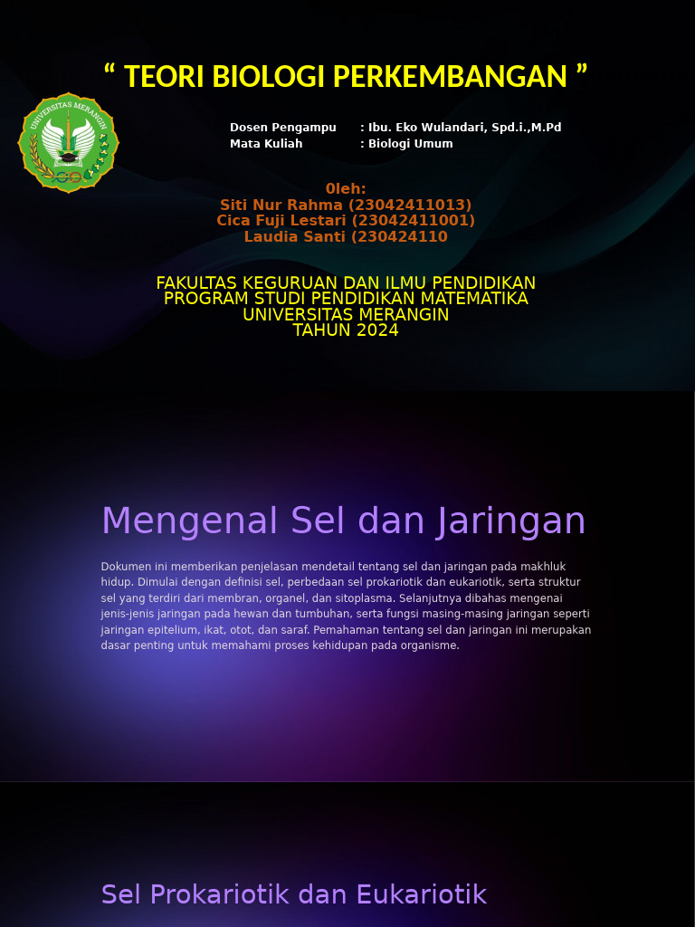 Teori Biologi Perkembangan | PDF