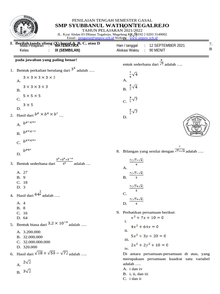 Pts MTK Jiddi SMT Ganjil | PDF