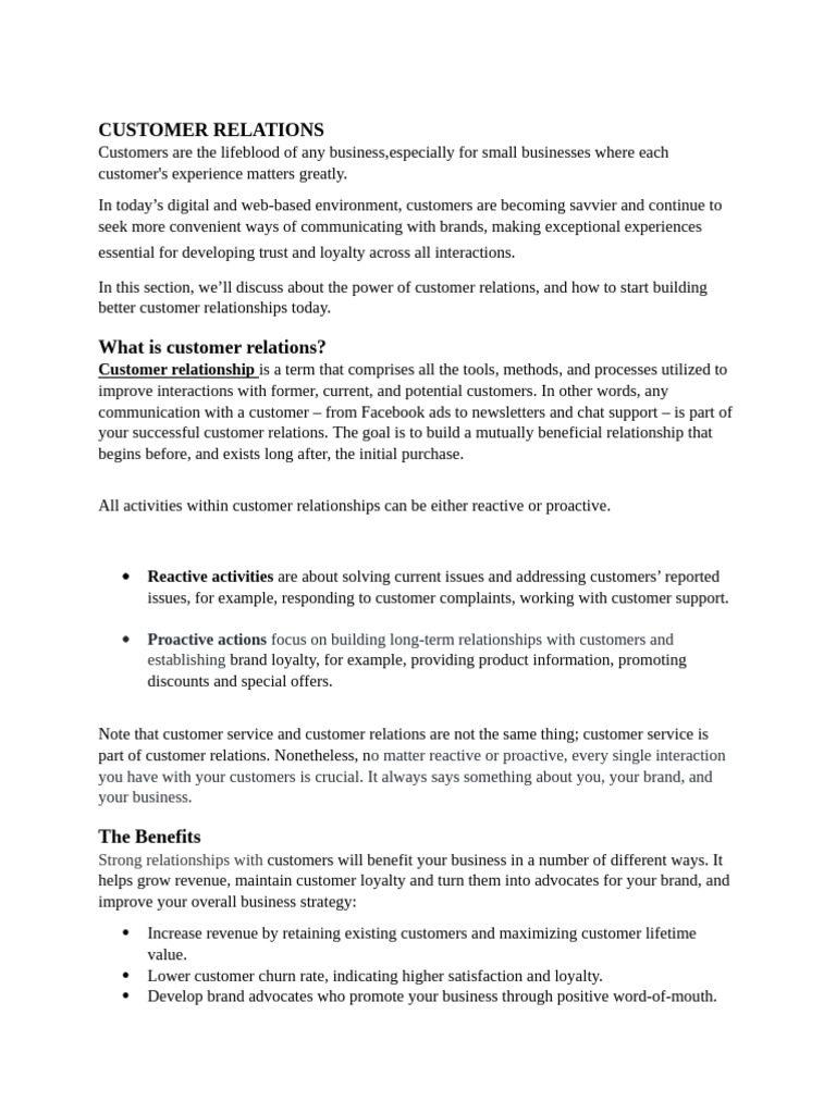 Customer Relations | PDF