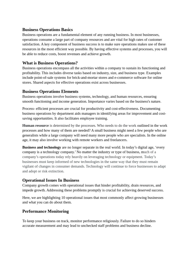 Business Operations Basics | PDF