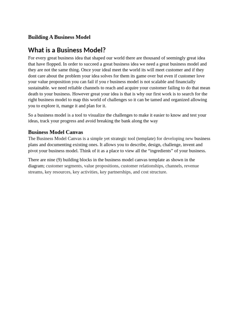 Building A Business Model | PDF