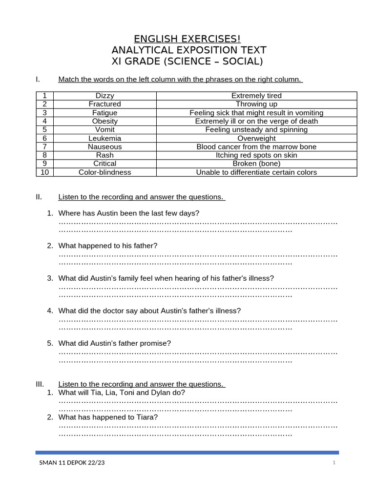 English Exercises - Analytical Exposition Text | PDF