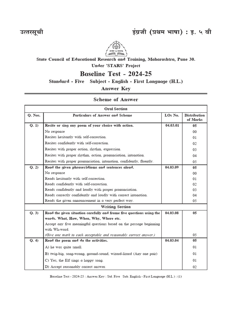 3) English First Language Std 5 Answerkey | PDF