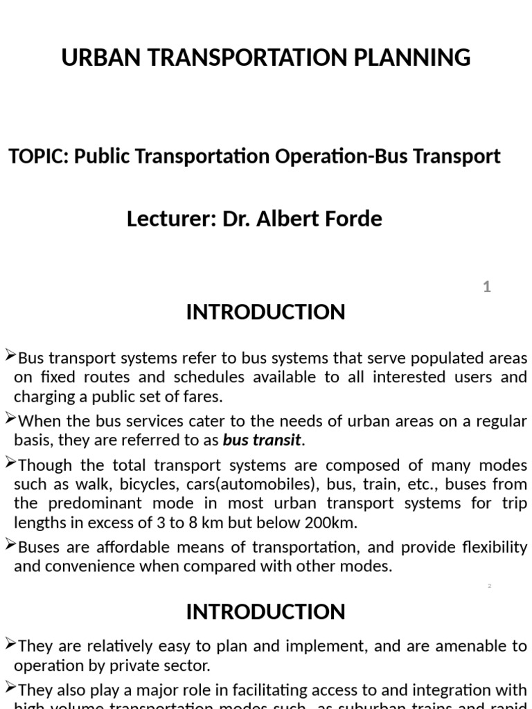 Lecture Note 6 - Public Transportation Operation | PDF