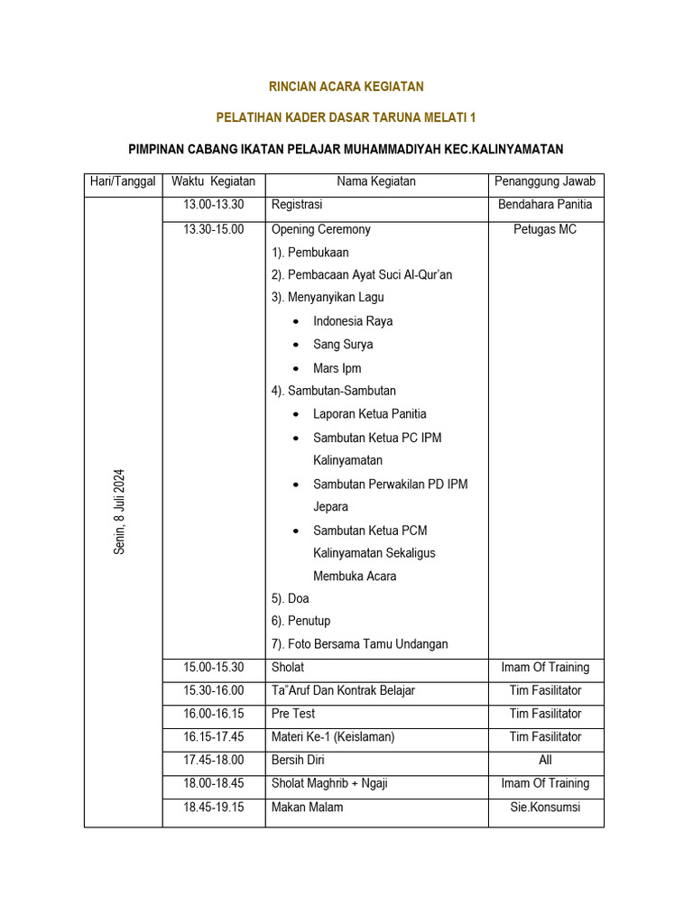 Jadwal Acara | PDF