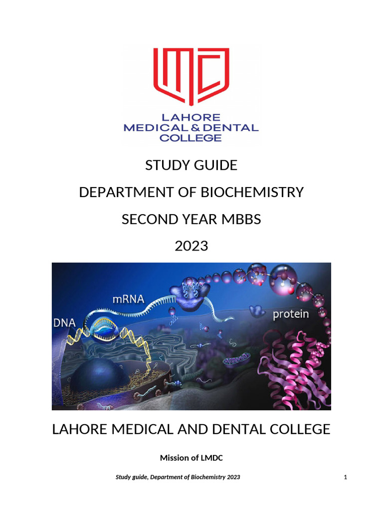 Biochemistry Study Guide Second Year MBBS 2023 | PDF