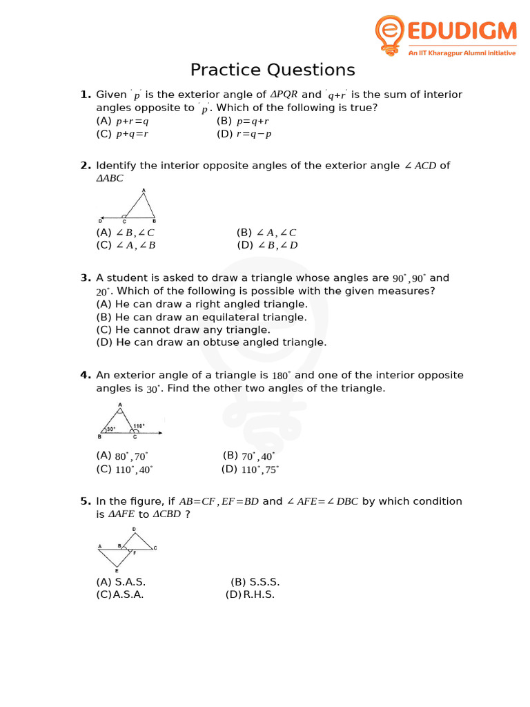 Practice Questions Class 7 | PDF