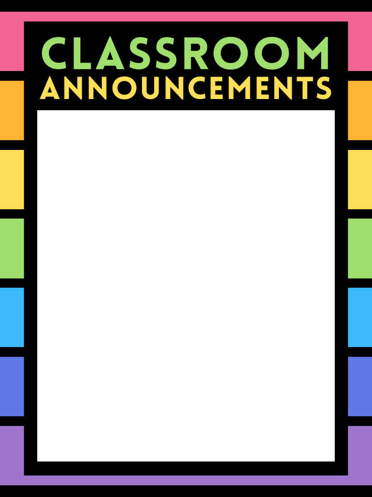 Classroom Announcements Poster in Colorful Bold Style - 20240728 ...