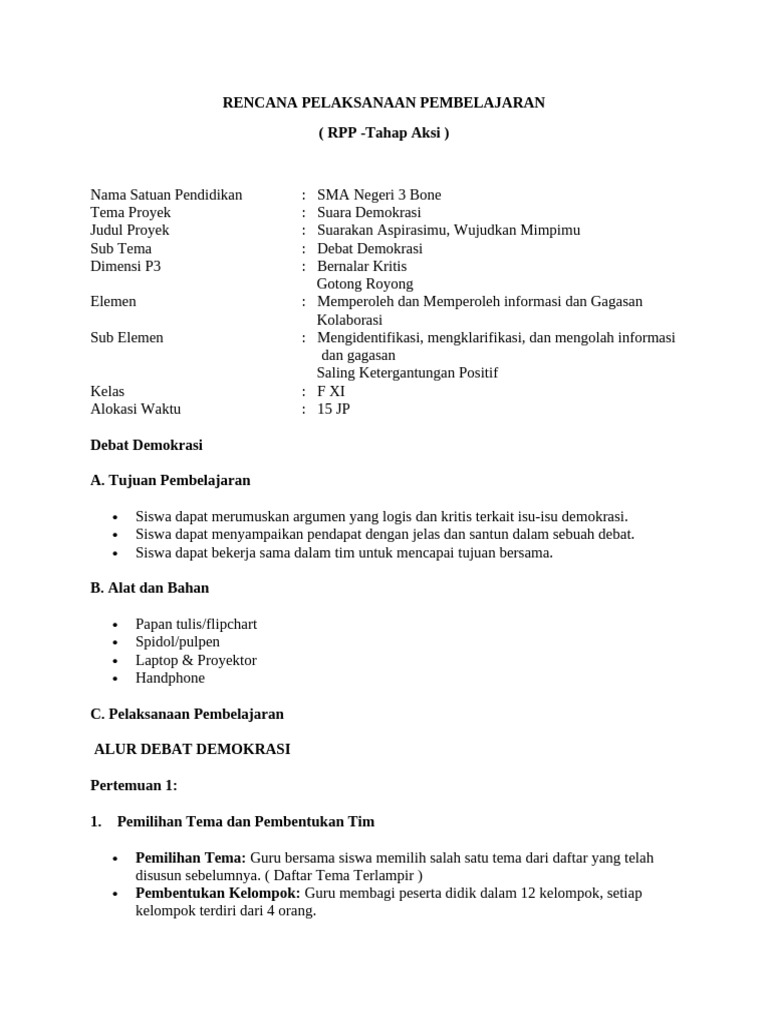 RPP Tahap Aksi P5 | PDF