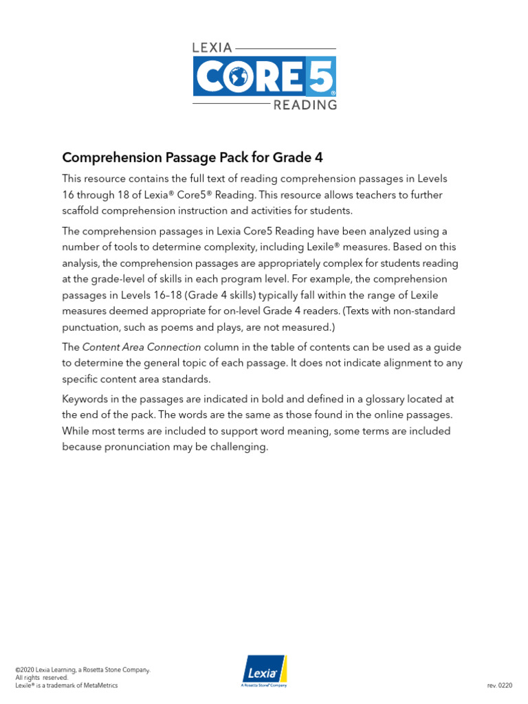 Grade 4 Levels 16-18 Comprehension Passages | PDF