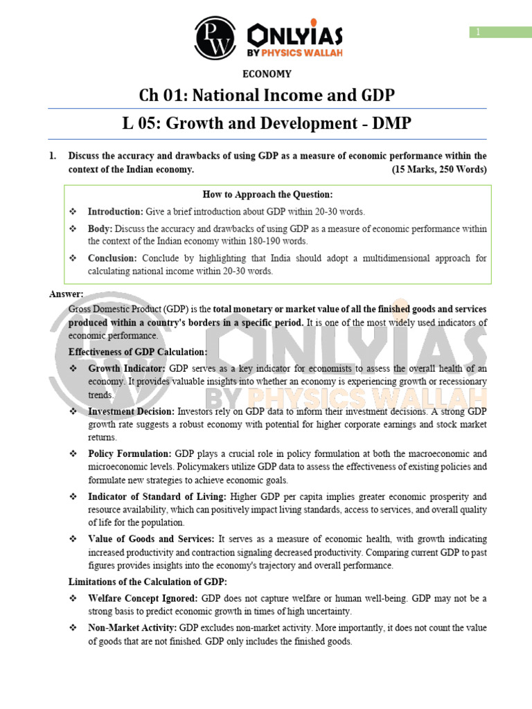 Model - Answer (National Income and GDP DMP 05) | PDF