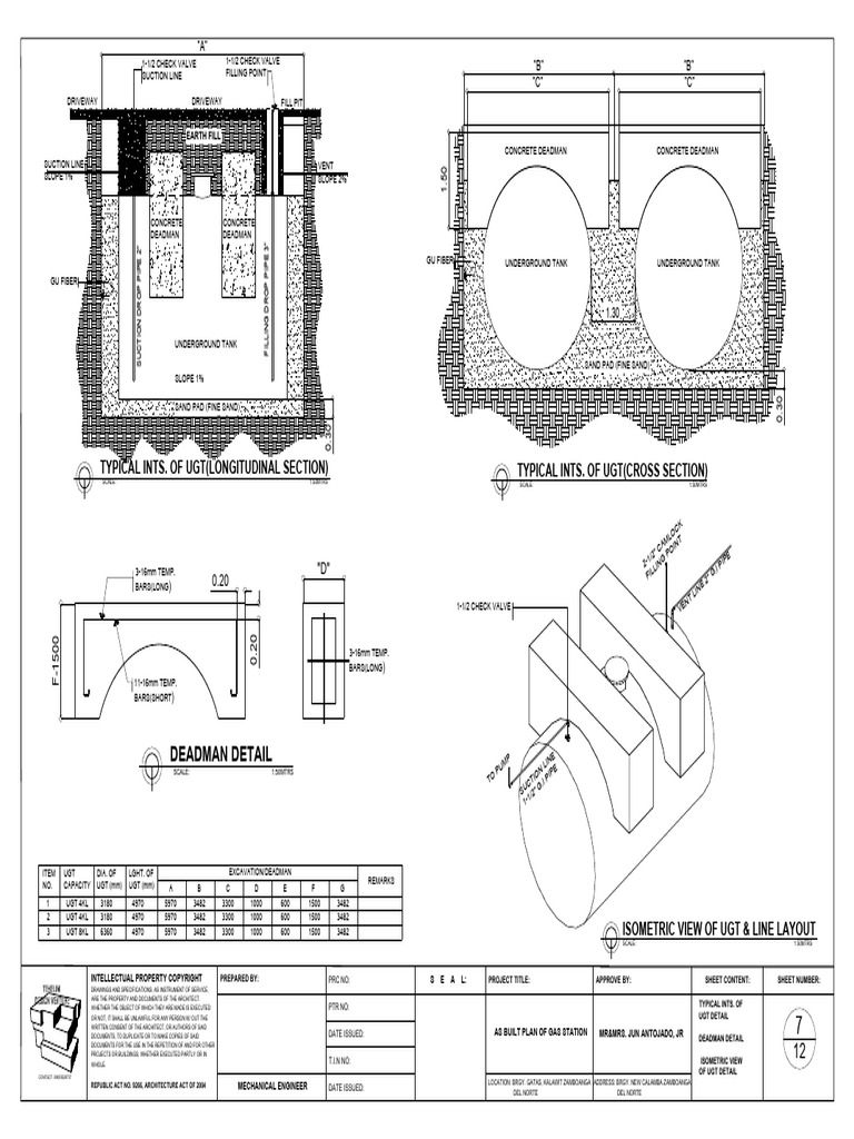 Deadman Detail: Typical Ints. of Ugt (Longitudinal Section) Typical ...