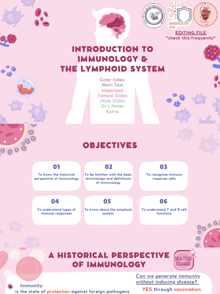 L1) Introduction To Immunology & The Lymphoid System | PDF
