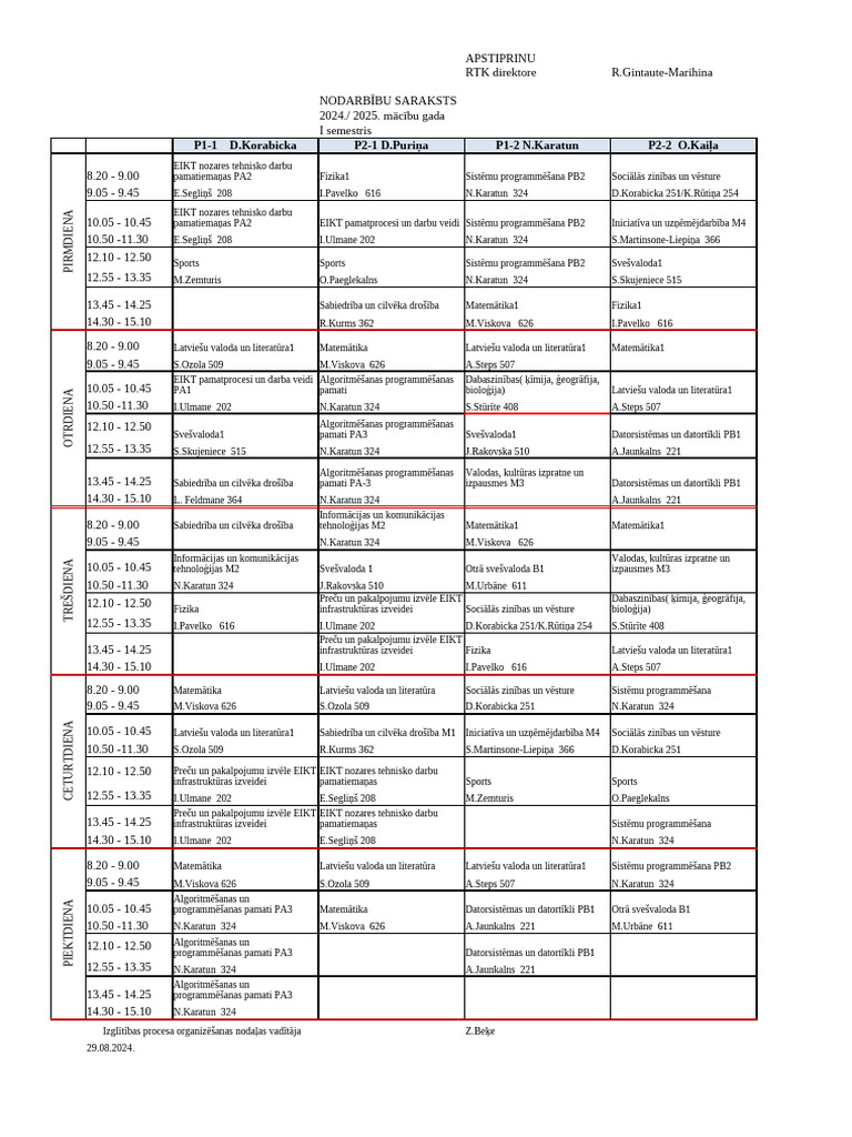 Stundu-Saraksts Braslas16 04.09 | PDF