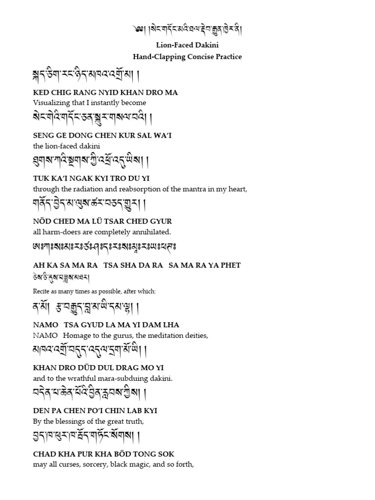 Concise Lion Faced Dakini Senge Dong Chenma Correct | PDF